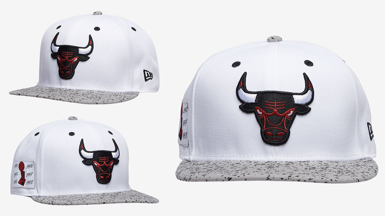 Air Jordan 4 White Cement 2025 New Era Bulls Snapback Hat
