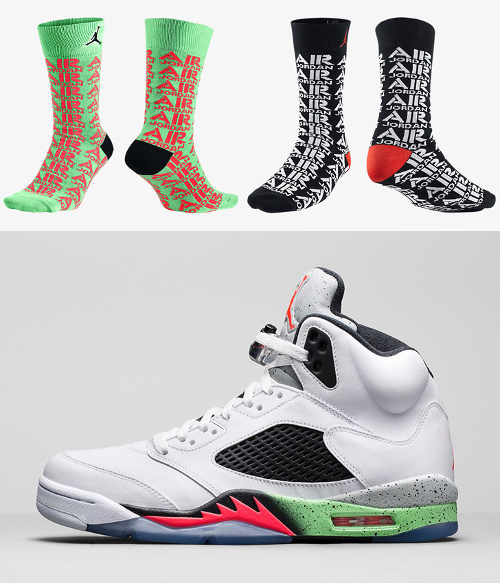 Air Jordan 5 Poison Green Socks | SportFits.com