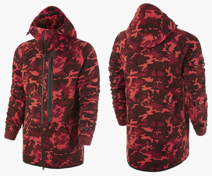 Nike Tech Fleece Camo Hoodie Team Red | SportFits.com
