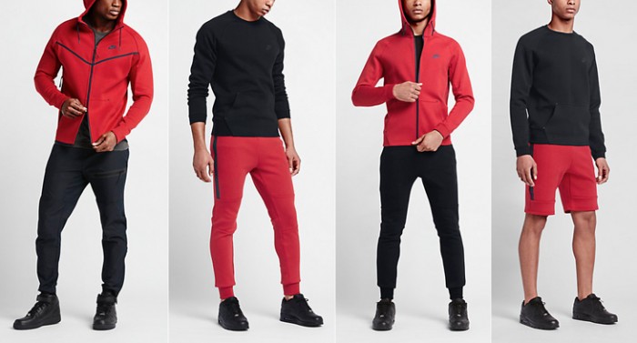 Nike Tech Fleece Clothing in University Red | SportFits.com