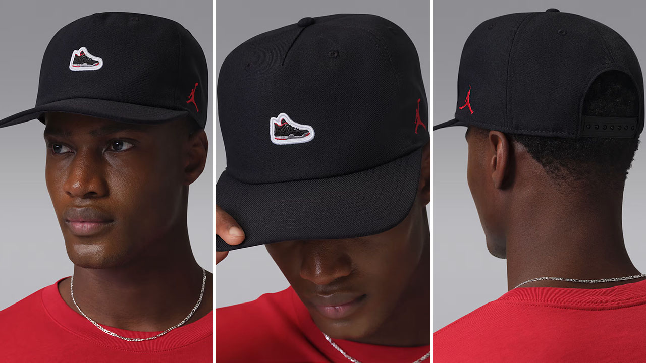 Air Jordan 4 Bred 2026 Sneaker Patch Snapback Hat