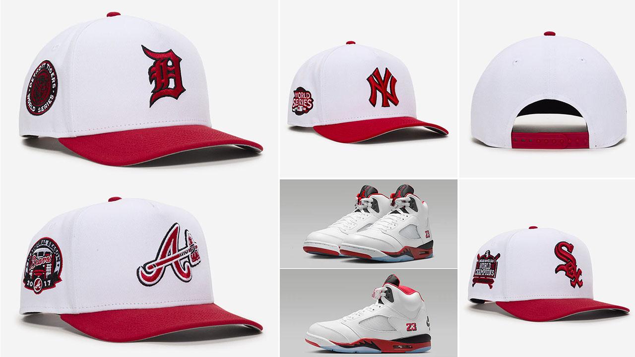 Air Jordan 5 Fire Red Black Tongue 2025 New Era Snapback Hats