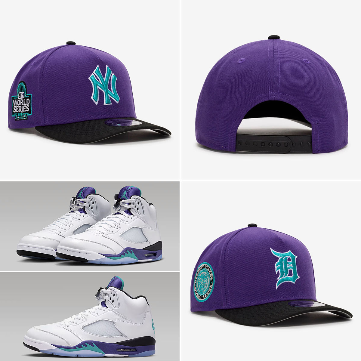 Air Jordan 5 Grape 2025 New Era A Frame Snapback Hats