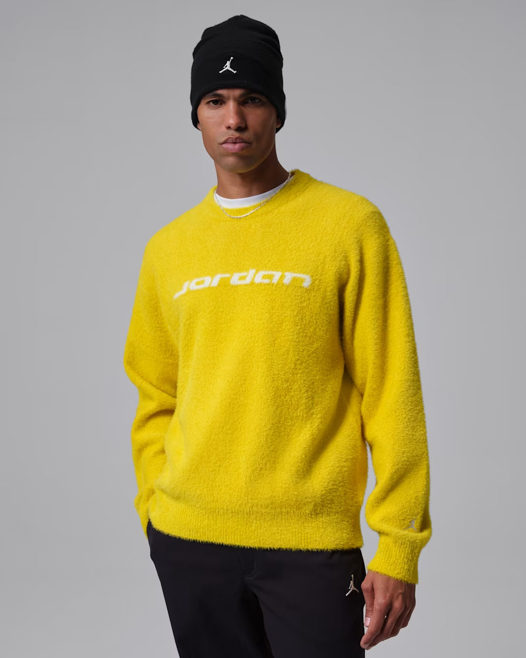 Jordan Flight Mens Mohair Sweater Bright Citron Sail