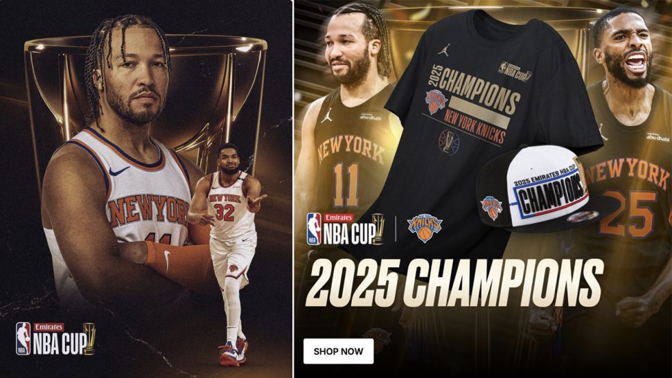 New York Knicks 2025 NBA Cup Champions Shirts and Hat