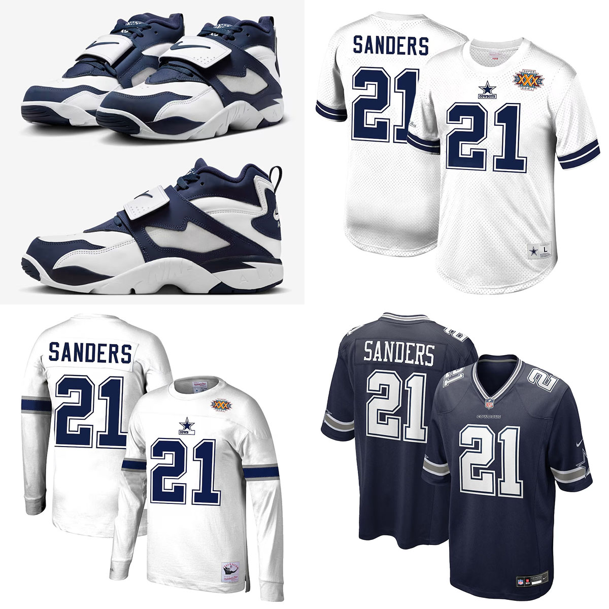 Nike Air Diamond Turf Cowboys Shoes + Deion Sanders Jersey