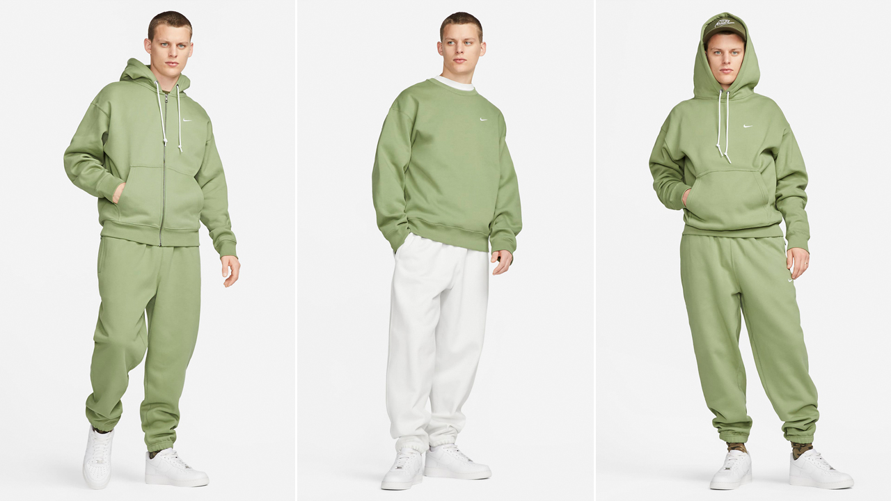 Nike Oil Green Solo Swoosh Hoodie Pants Shorts Clothing