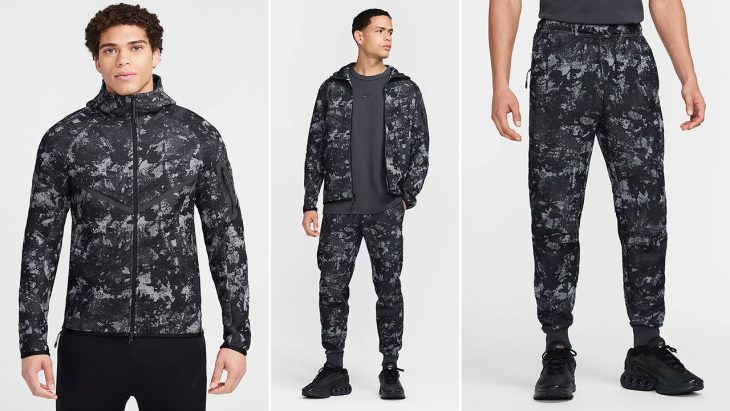 Nike Tech Fleece Camo Hoodie Joggers Smoke Grey Anthracite