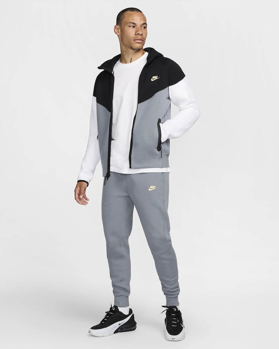 Nike Tech Fleece Hoodie Cool Grey Black White Metallic Gold