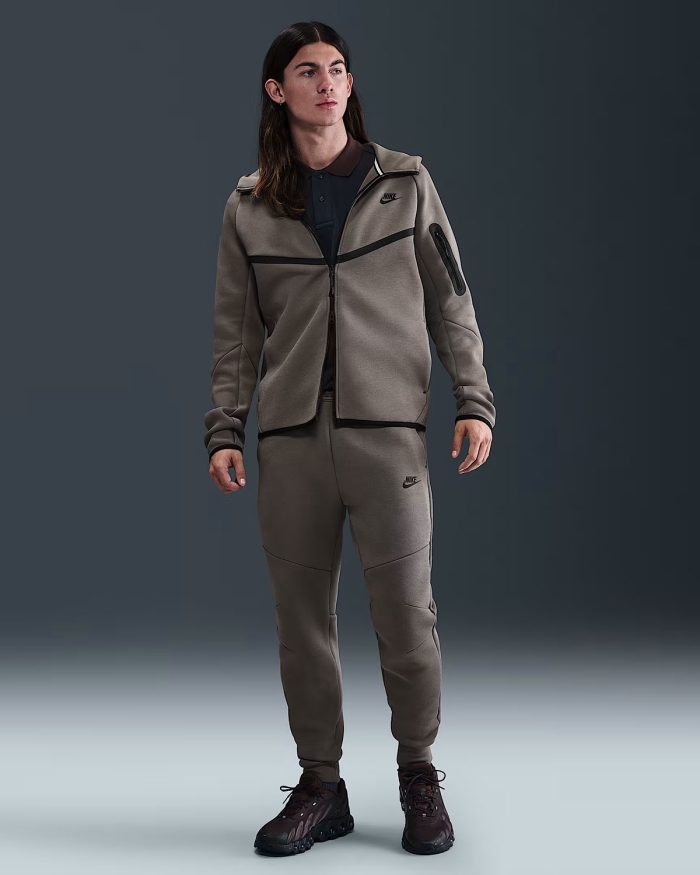 Nike Tech Fleece Hoodie Jacket and Jogger Pants Cave Stone