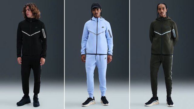 Nike Tech Fleece Hoodie Jacket and Jogger Pants Cave Stone