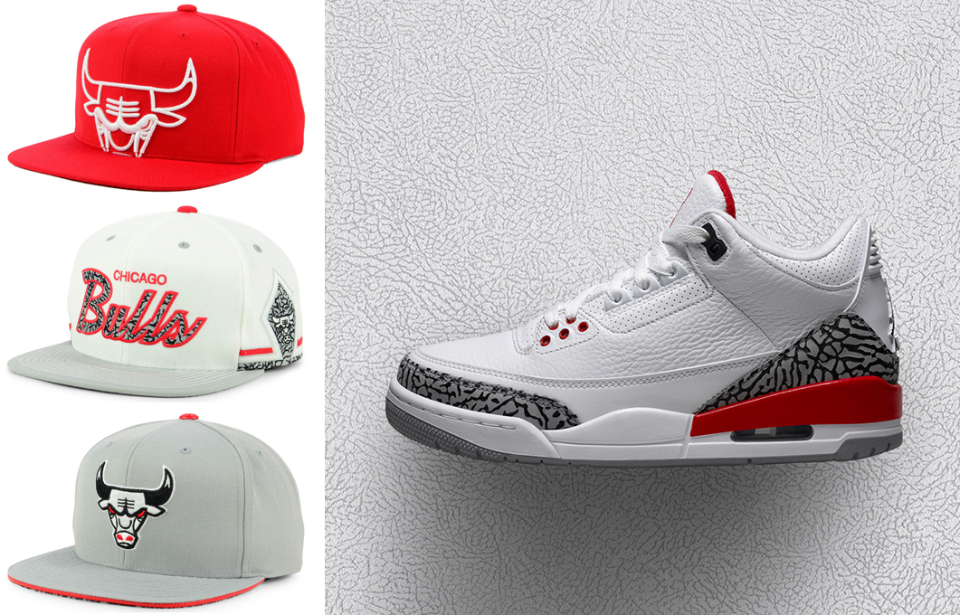 Jordan 3 Katrina Bulls Hats to Match | SportFits.com