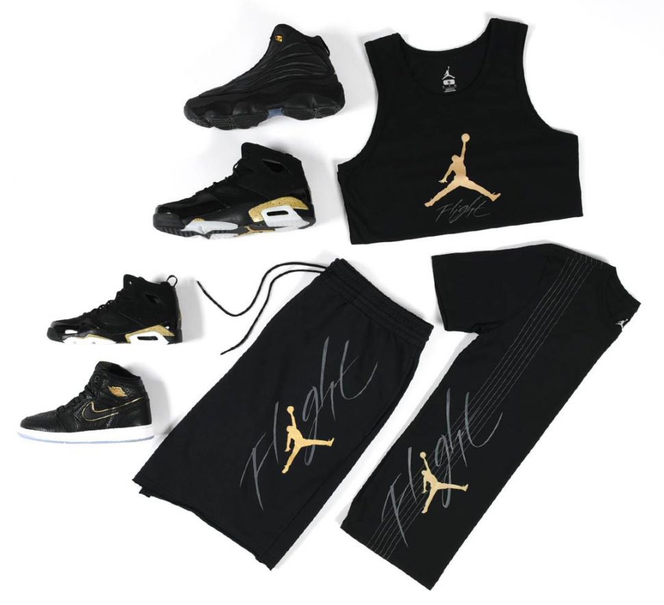 Jordan Black and Gold Flight Clothing | SportFits.com