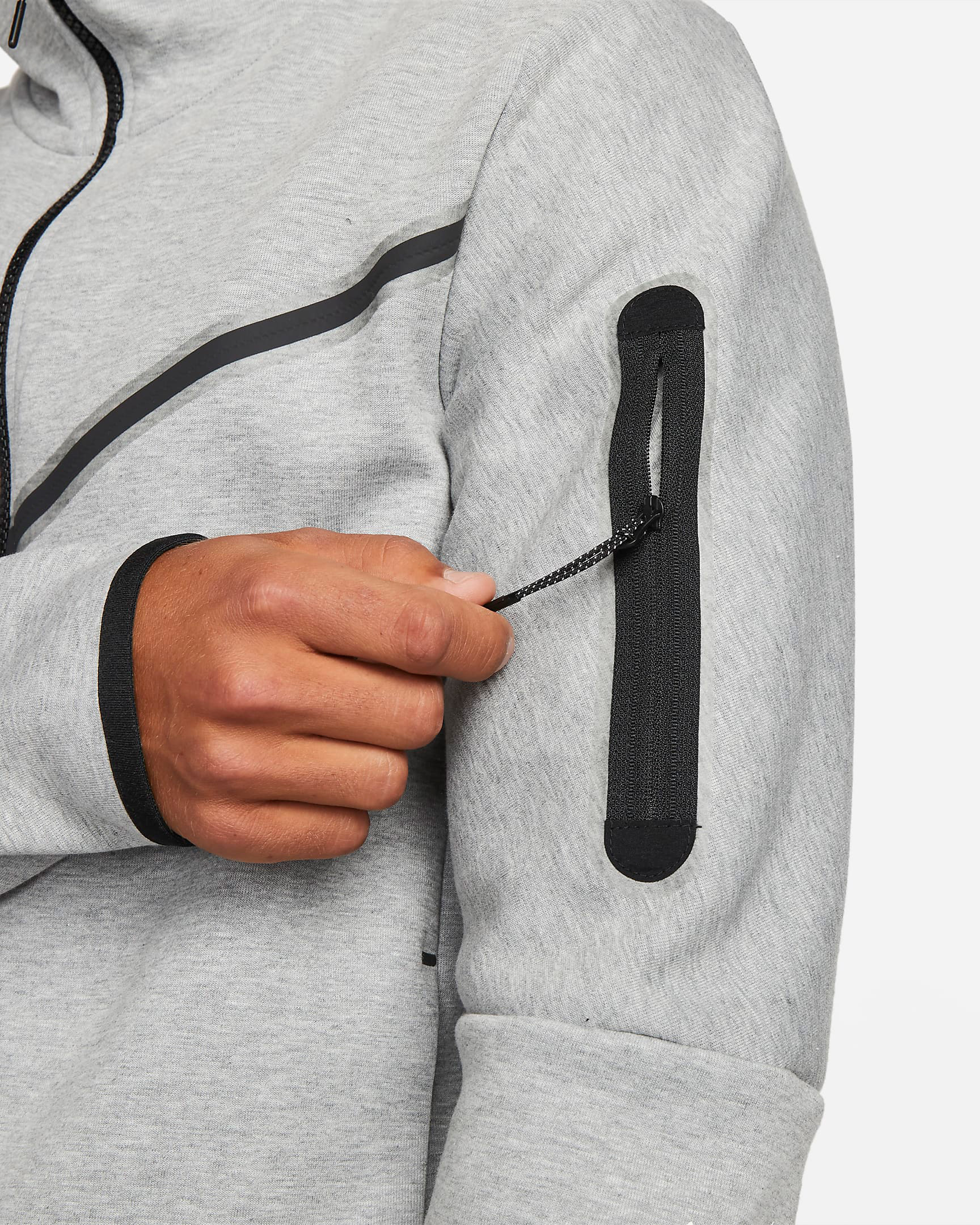 Nike Tech Fleece Graphic Hoodie in Dark Grey White and Black