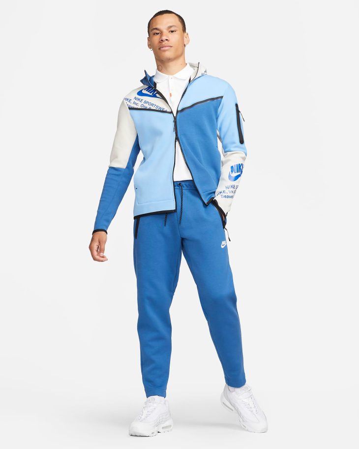 Nike Tech Fleece Graphic Hoodie Dark Marina University Blue