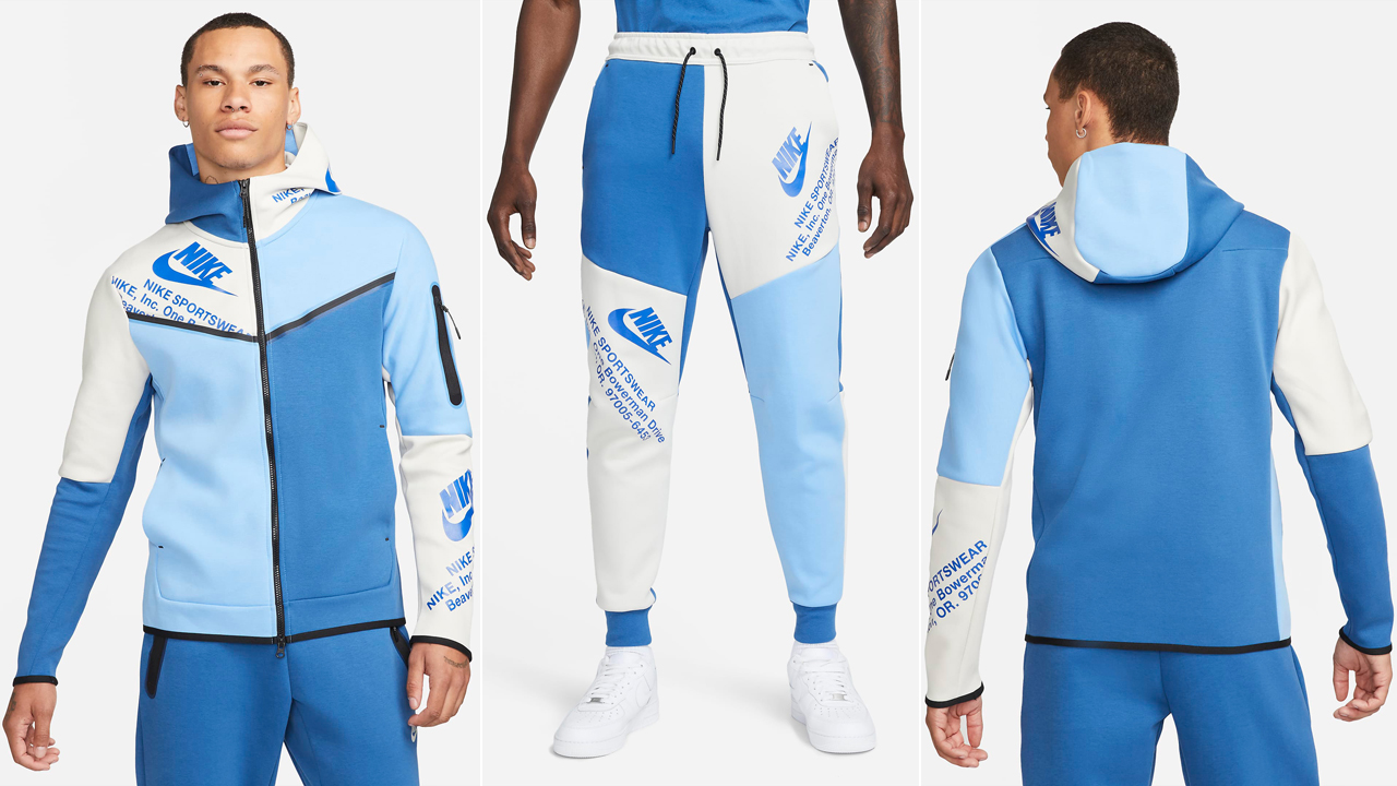 Nike Tech Fleece Hoodie and Pants Dark Marina University Blue