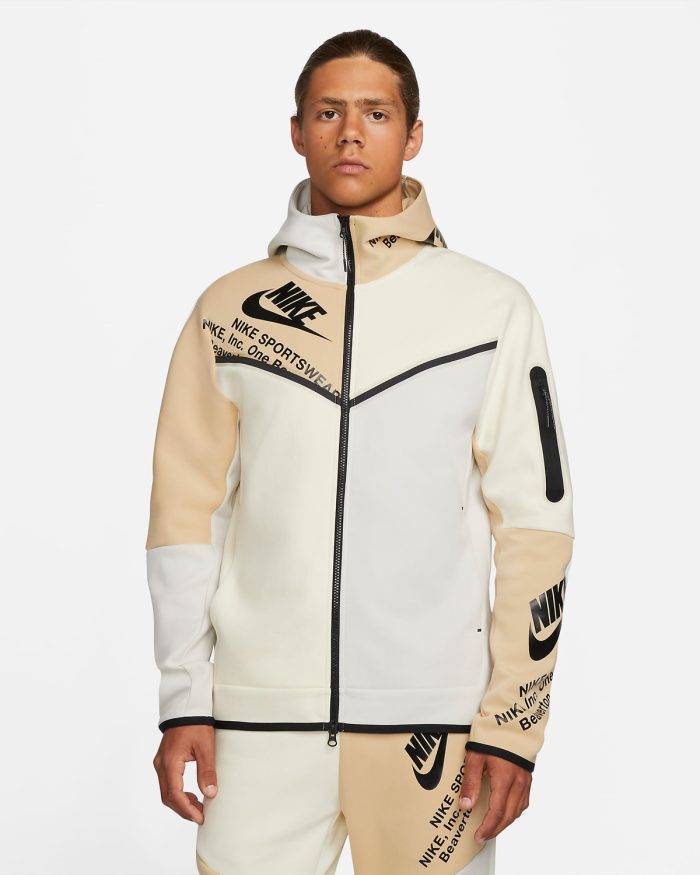Nike Tech Fleece Graphic Hoodie Light Bone Coconut Milk