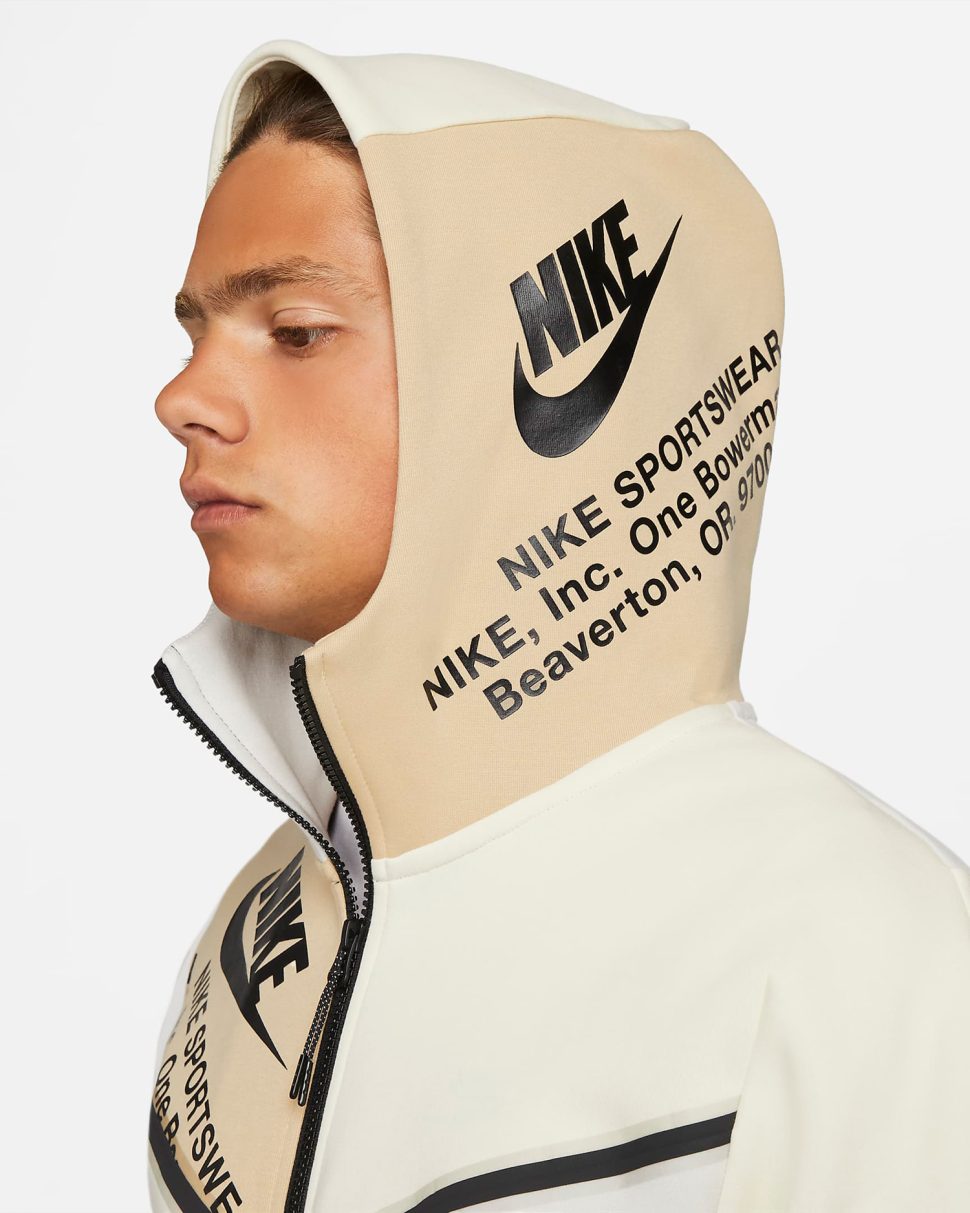 Nike Tech Fleece Graphic Hoodie Light Bone Coconut Milk
