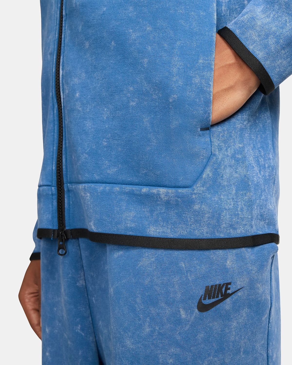 Nike Tech Fleece Wash Hoodie and Shorts in Dark Marina Blue