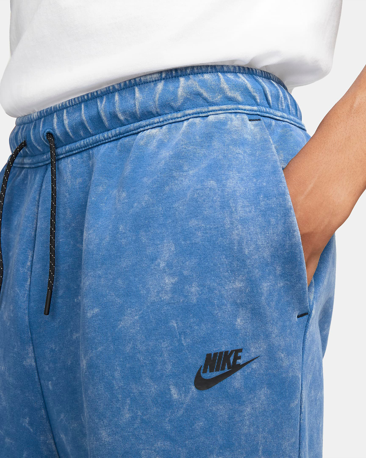 Nike Tech Fleece Wash Hoodie and Shorts in Dark Marina Blue