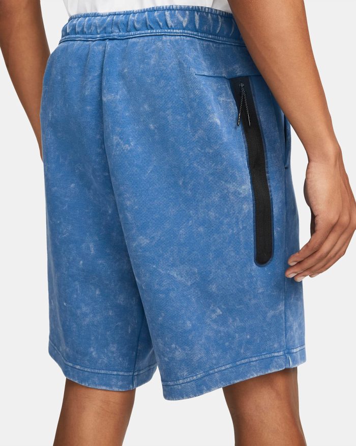 Nike Tech Fleece Wash Hoodie and Shorts in Dark Marina Blue